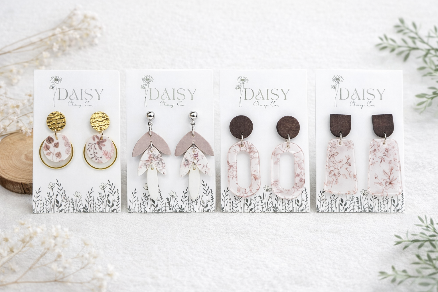 Floral Earrings Collection | Handmade & Lightweight | Daisy Clay Co.